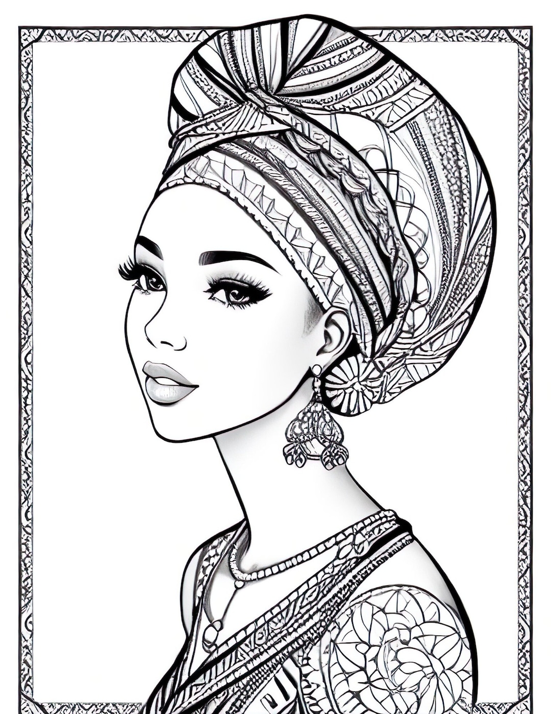 Beautiful Ebony Woman Coloring Page - Etsy