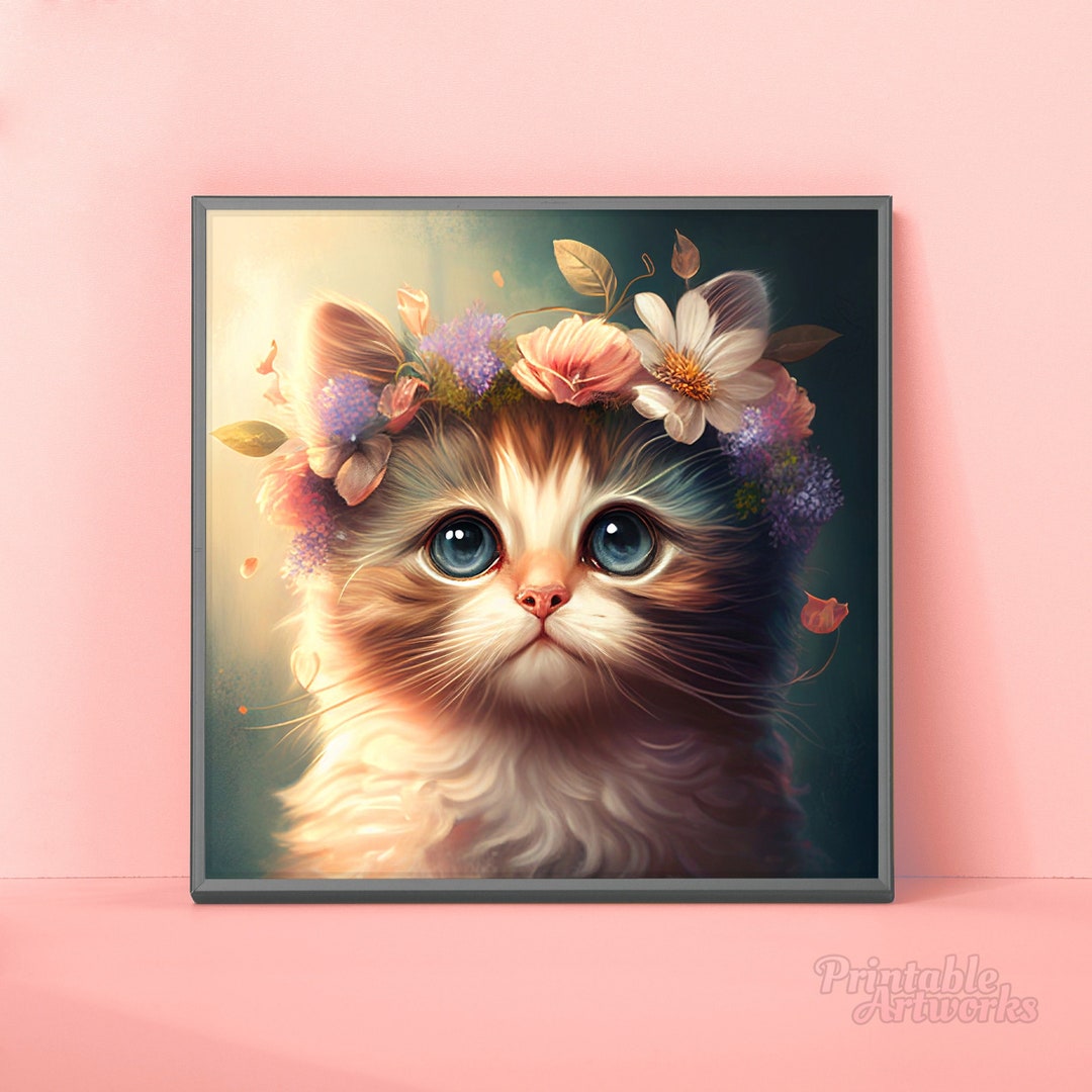 Vintage Cat Print, Cat Poster, Boho Cat Print, Cat Print Download ...