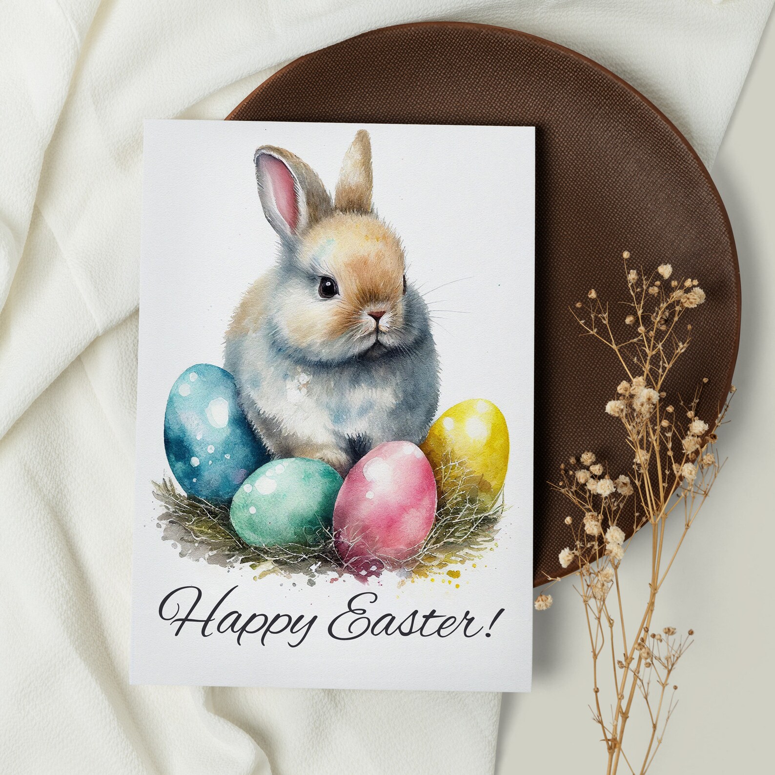 Easter Cards Printable, Happy Easter Cards, Watercolor Bunny, Easter ...