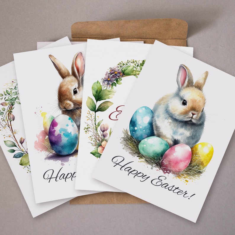 Easter Cards Printable, Happy Easter Cards, Watercolor Bunny, Easter ...