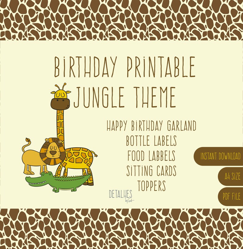 Birthday Printable Jungle Theme - Etsy