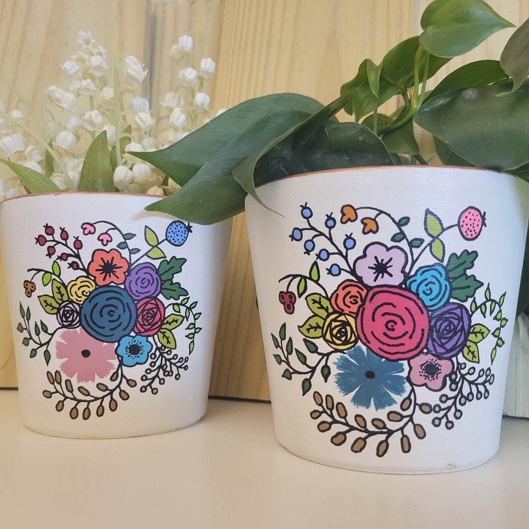 Hand Painted Terra Cotta Flower Pot Planters Made to Order - Etsy