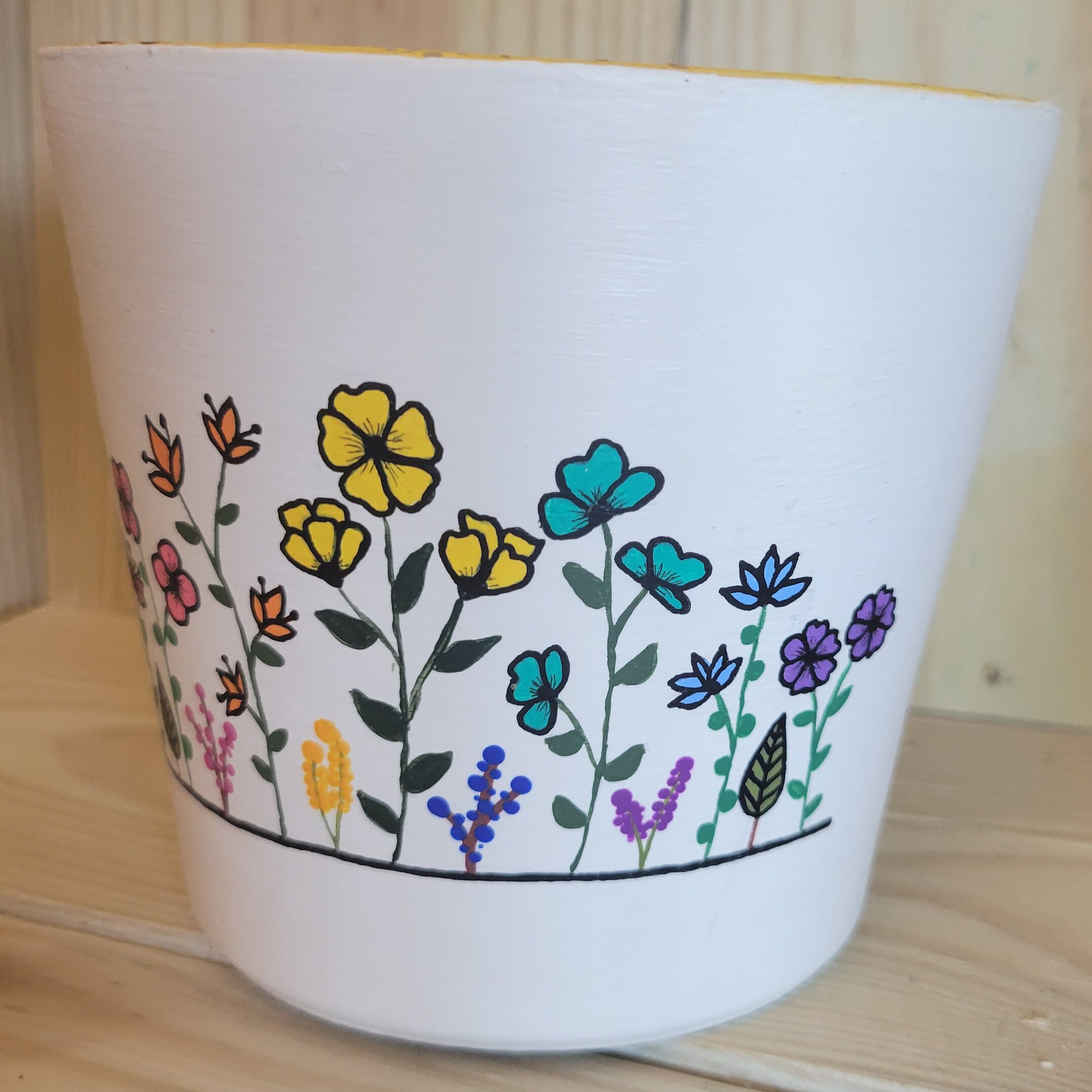 Hand Painted Terra Cotta Flower Pot - Planter - Etsy