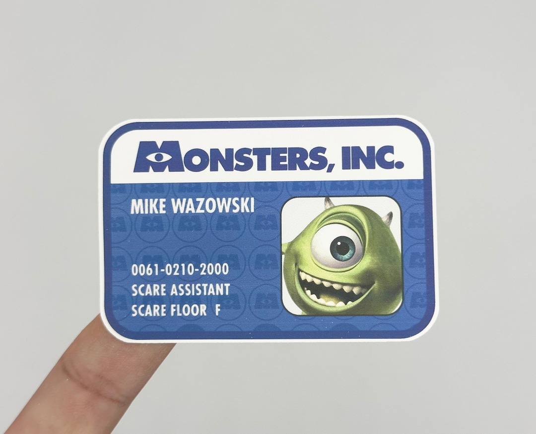 Mike Wazowksi Sticker, Mike Wazowski ID Card, Monsters Inc Sticker ...