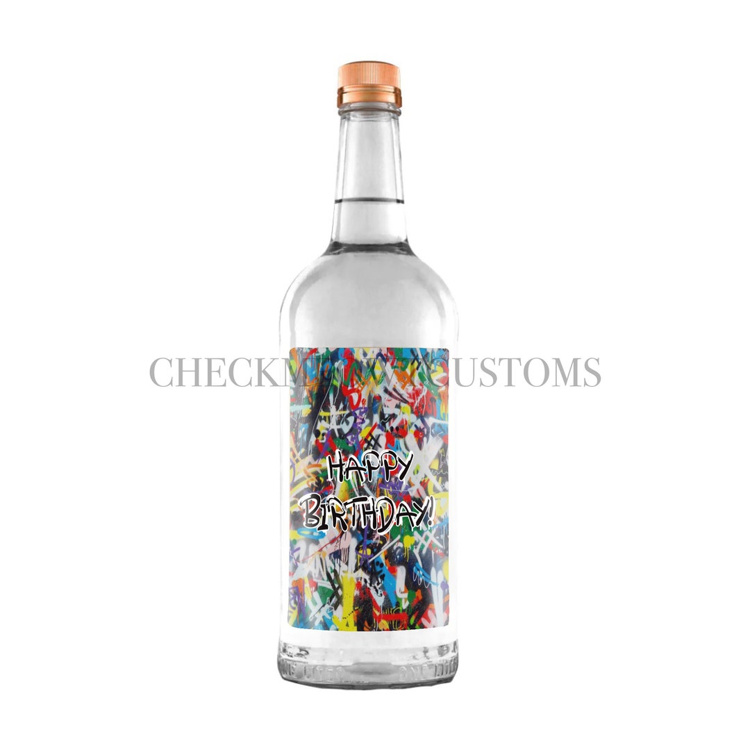 Custom Birthday Bottle Label Graffiti, Wine,printable Gift, Liquor ...