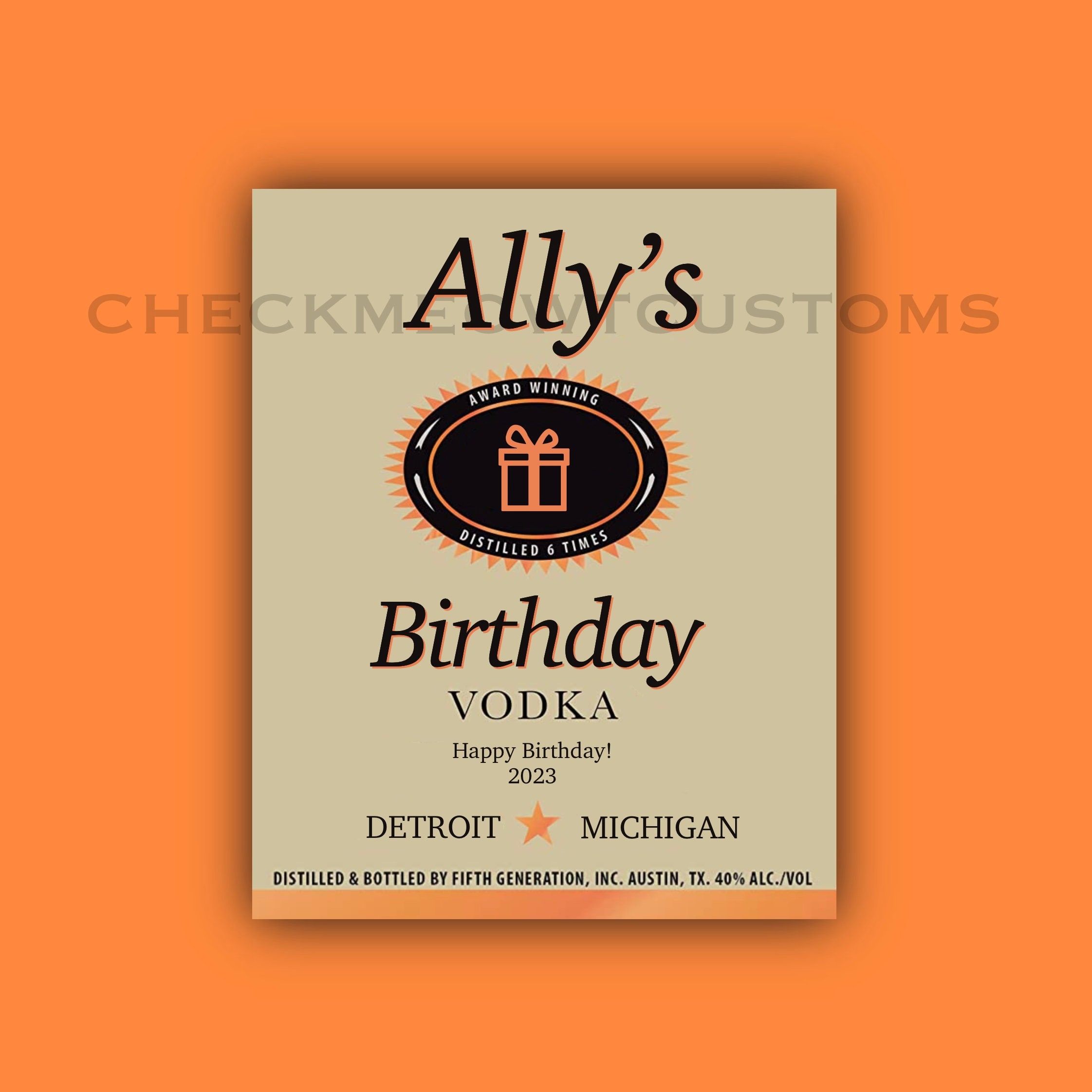 Vodka Label, Name Label, Titos Label, Birthday Gift,birthday Label ...