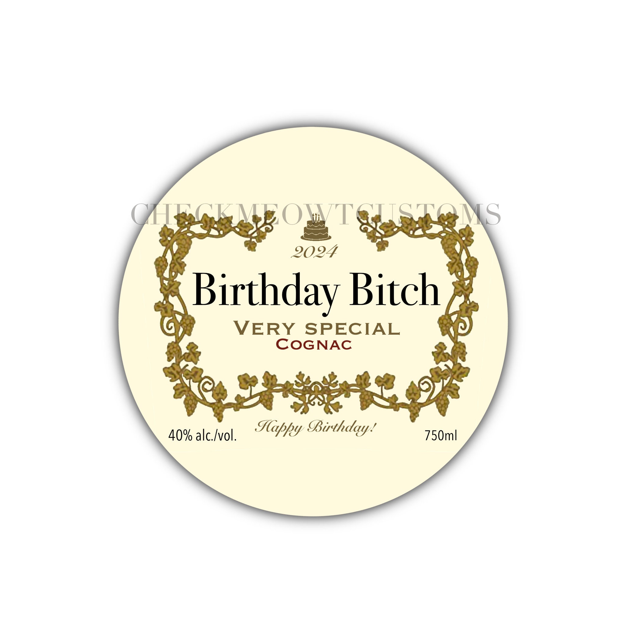 Custom Birthday Cognac Label, Jello Shot Label, Party Favors, Birthday ...