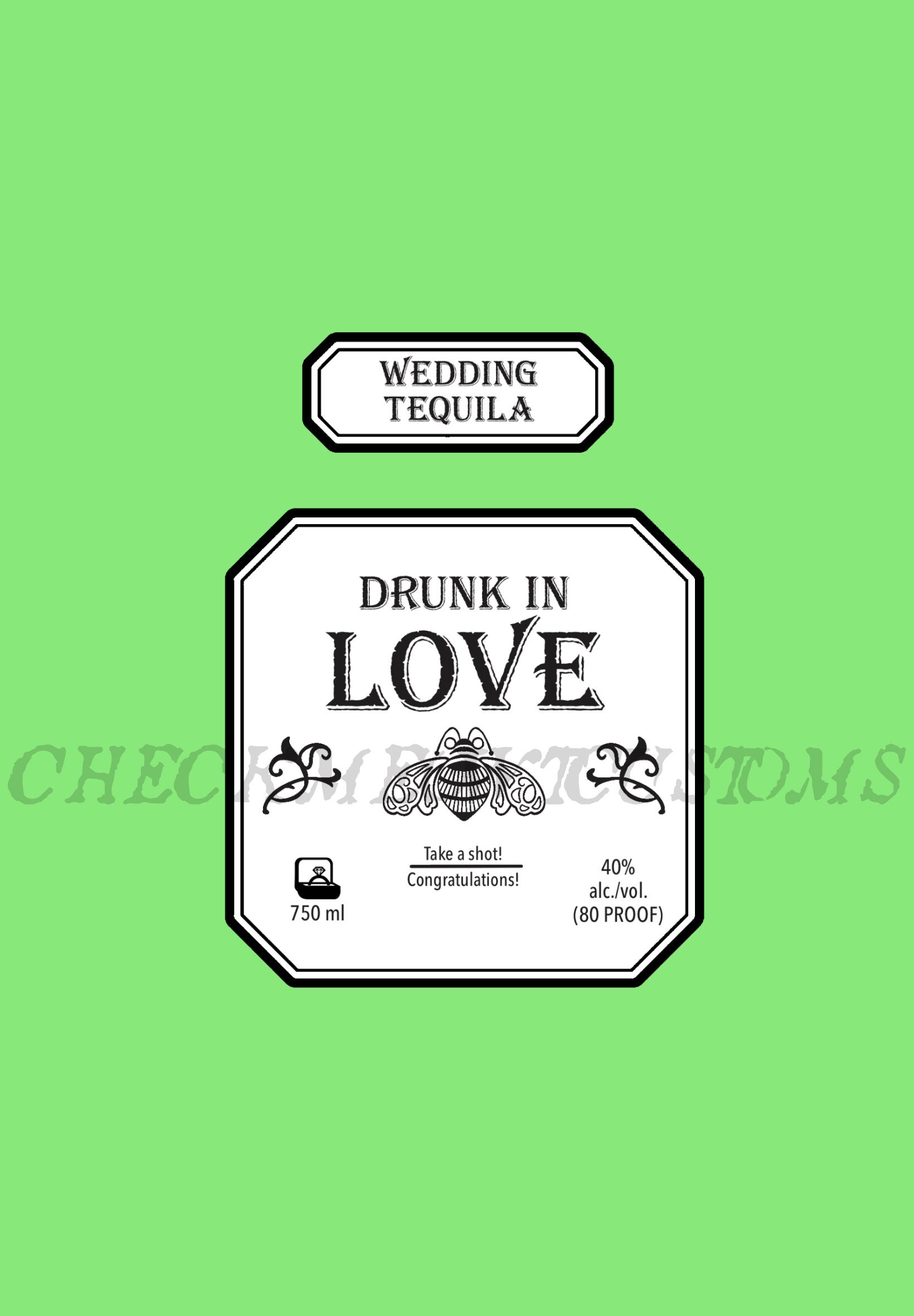 Custom Wedding Label, Tequila Label, Wedding Gift, Tequila Gift, Party ...