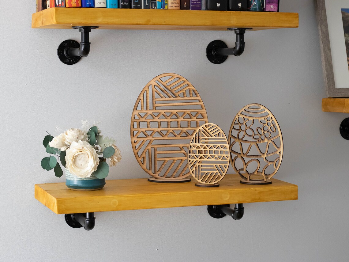 Geometric Easter Egg Wooden Decoration Shelf Sitter With Removable ...