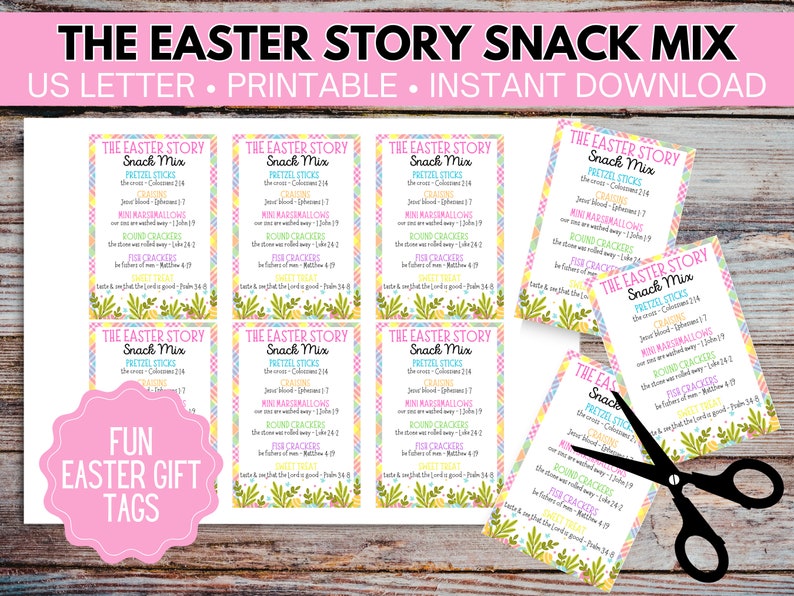 Easter Story Snack Mix Activity Easter Gift Tag Easter - Etsy