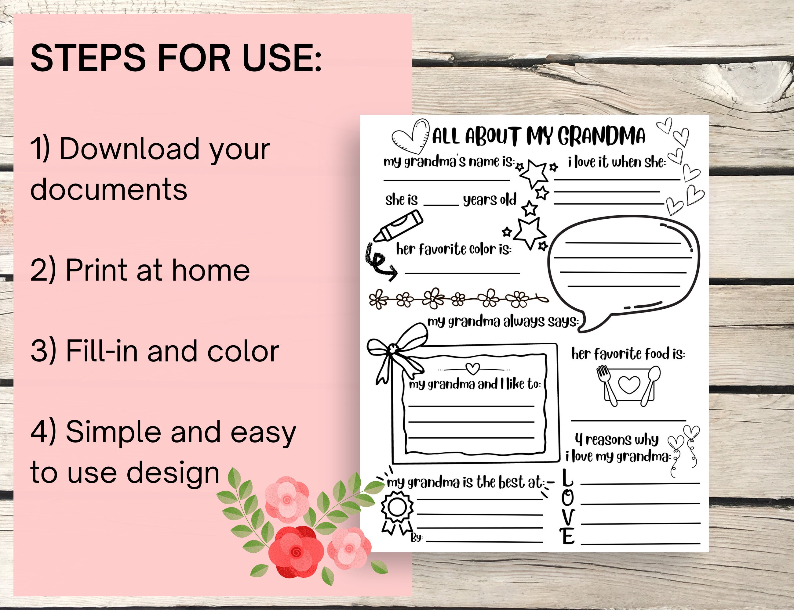 All About My Grandma Questionnaire All About My Nana - Etsy