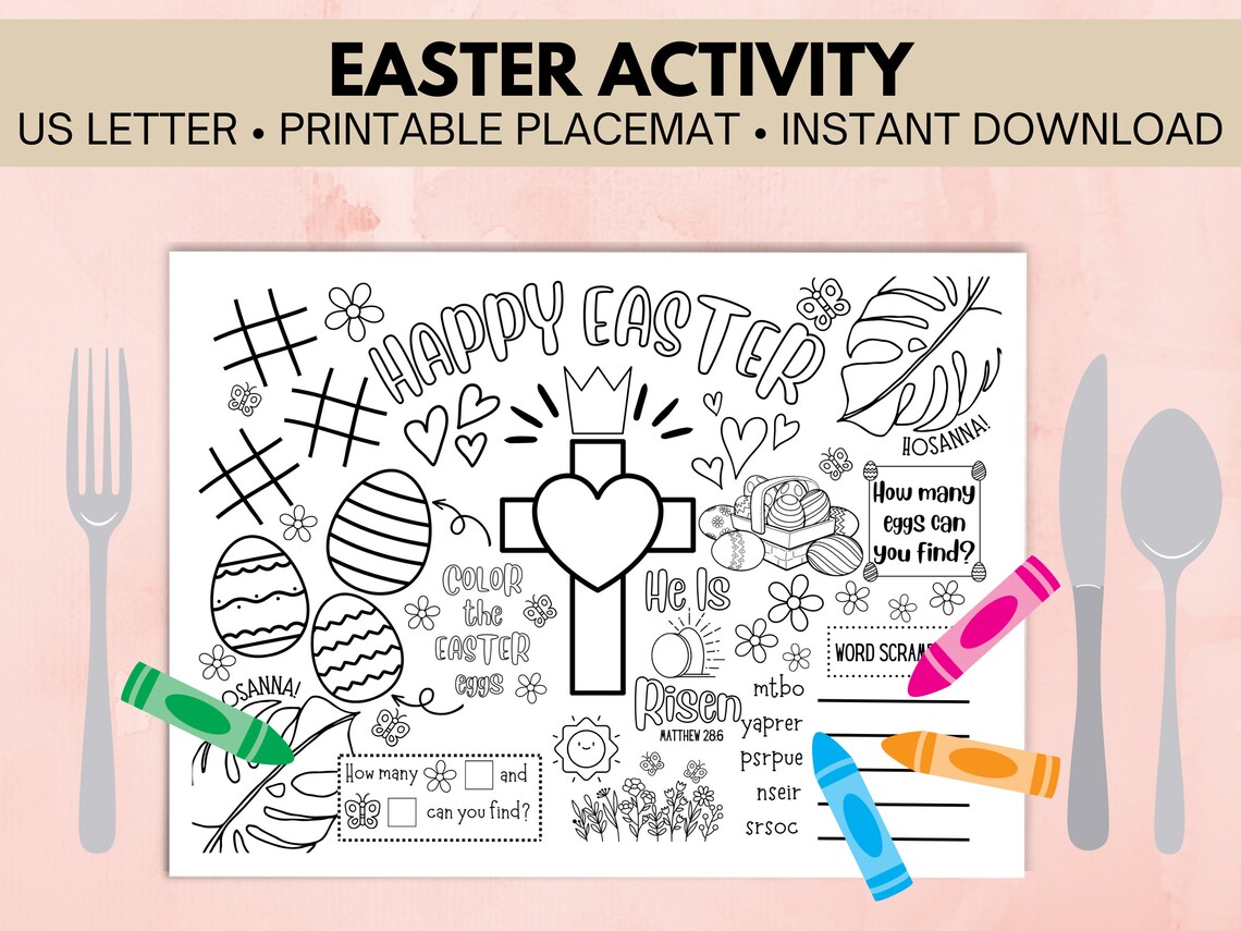 Easter Printable Placemat, Easter Activity, Printable Placemat ...