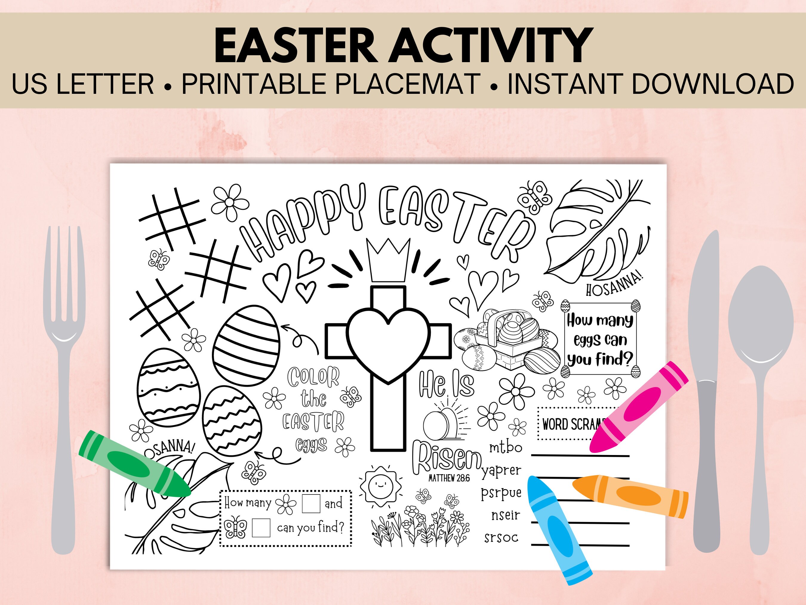 Easter Printable Placemat, Easter Activity, Printable Placemat ...