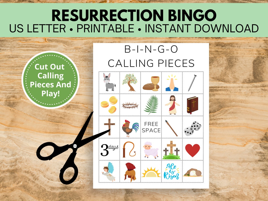 Resurrection BINGO, Easter Activity for Kids, Printable Easter Bingo ...