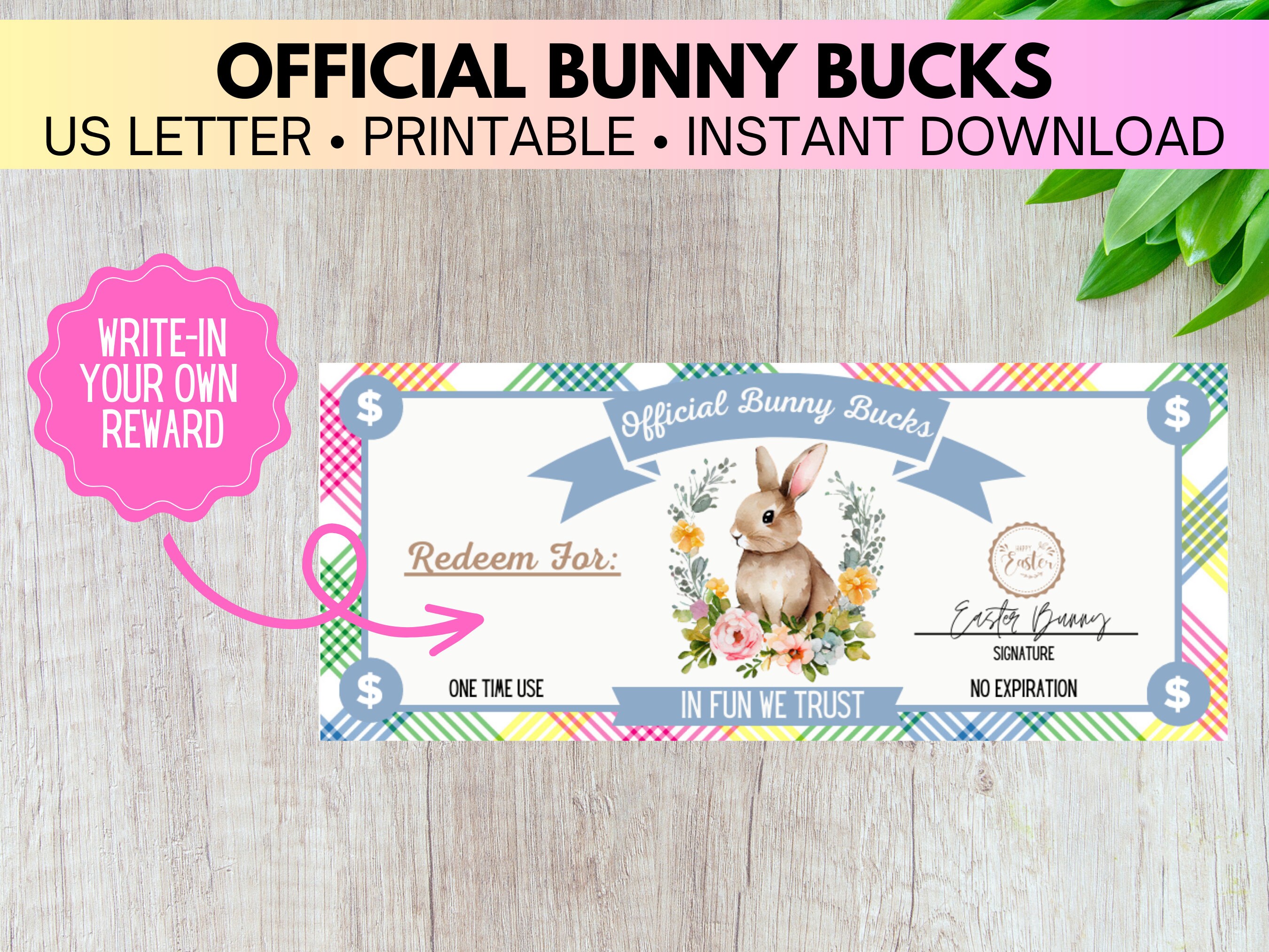 Printable Bunny Bucks, Easter Egg Filler, Easter Basket Ideas, Kids ...