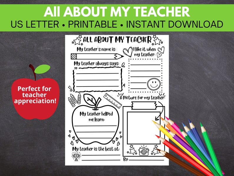 All About My Teacher, Teacher Appreciation Week, End of the Year ...