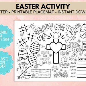Easter Printable Placemat, Easter Activity, Printable Placemat ...