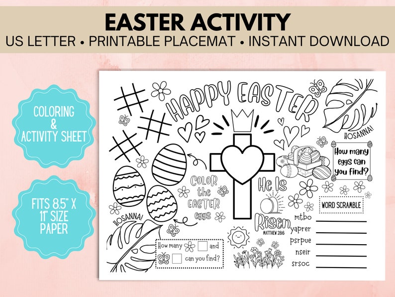 Easter Printable Placemat, Easter Activity, Printable Placemat ...