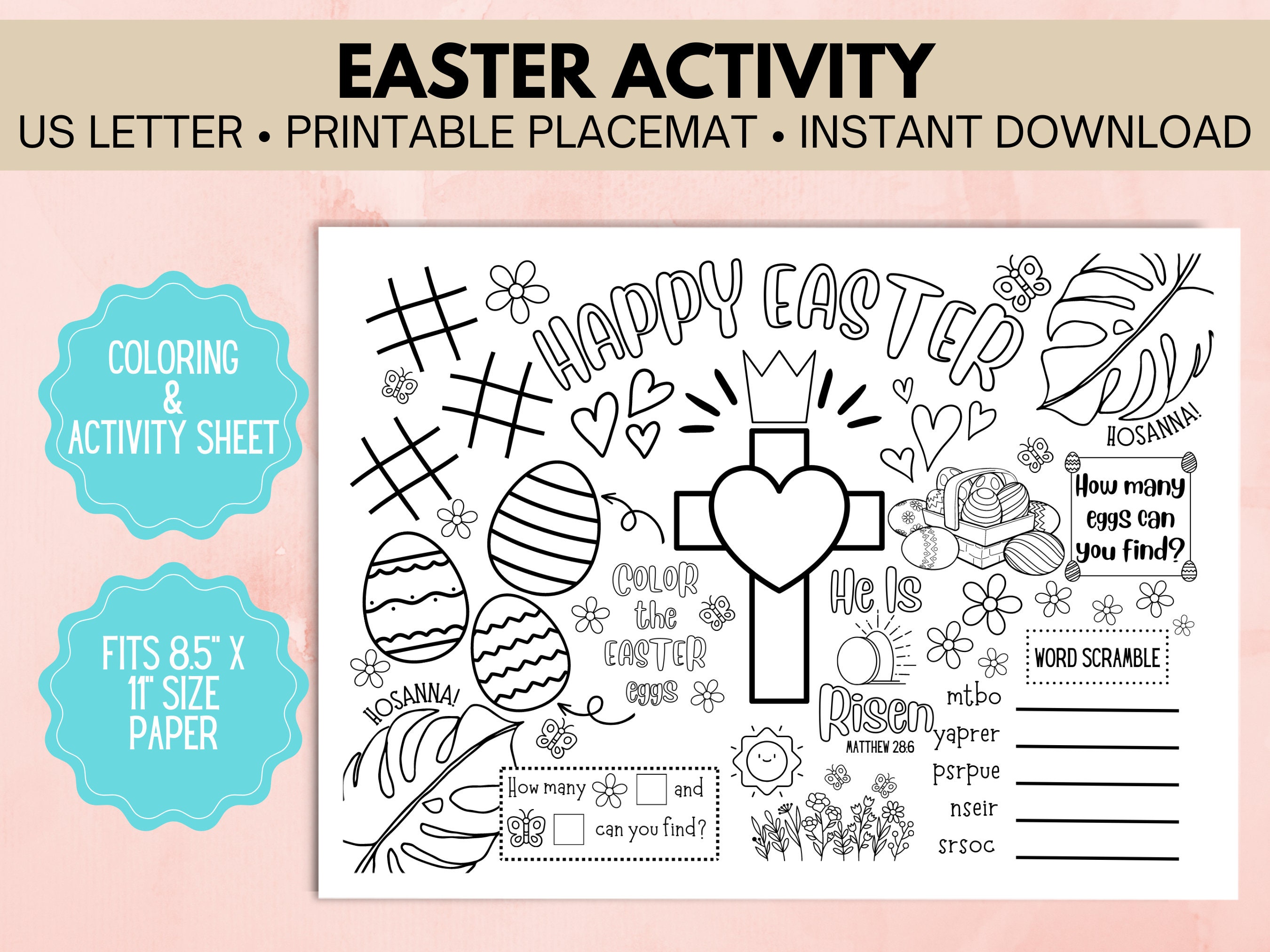 Easter Printable Placemat, Easter Activity, Printable Placemat ...