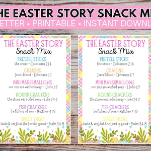 Easter Story Snack Mix Activity, Easter Gift Tag, Easter Treats, Sunday ...