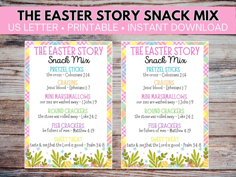 Easter Story Snack Mix Activity, Easter Gift Tag, Easter Treats, Sunday ...