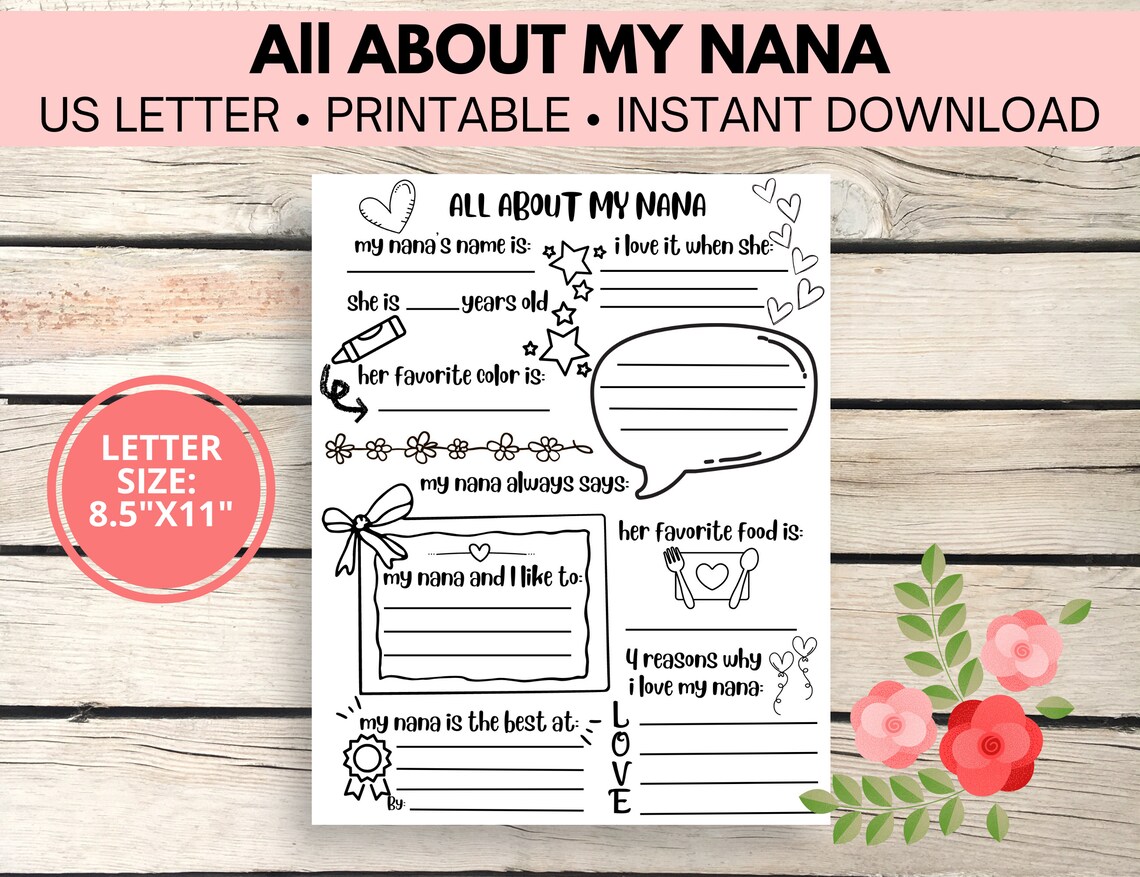 All About My Grandma Questionnaire All About My Nana - Etsy