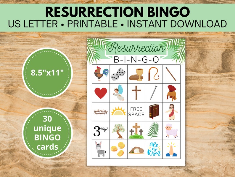 Resurrection BINGO, Easter Activity for Kids, Printable Easter Bingo ...