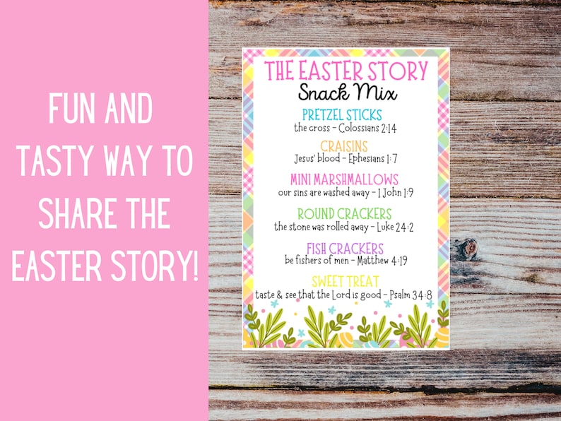 Easter Story Snack Mix Activity, Easter Gift Tag, Easter Treats, Sunday ...