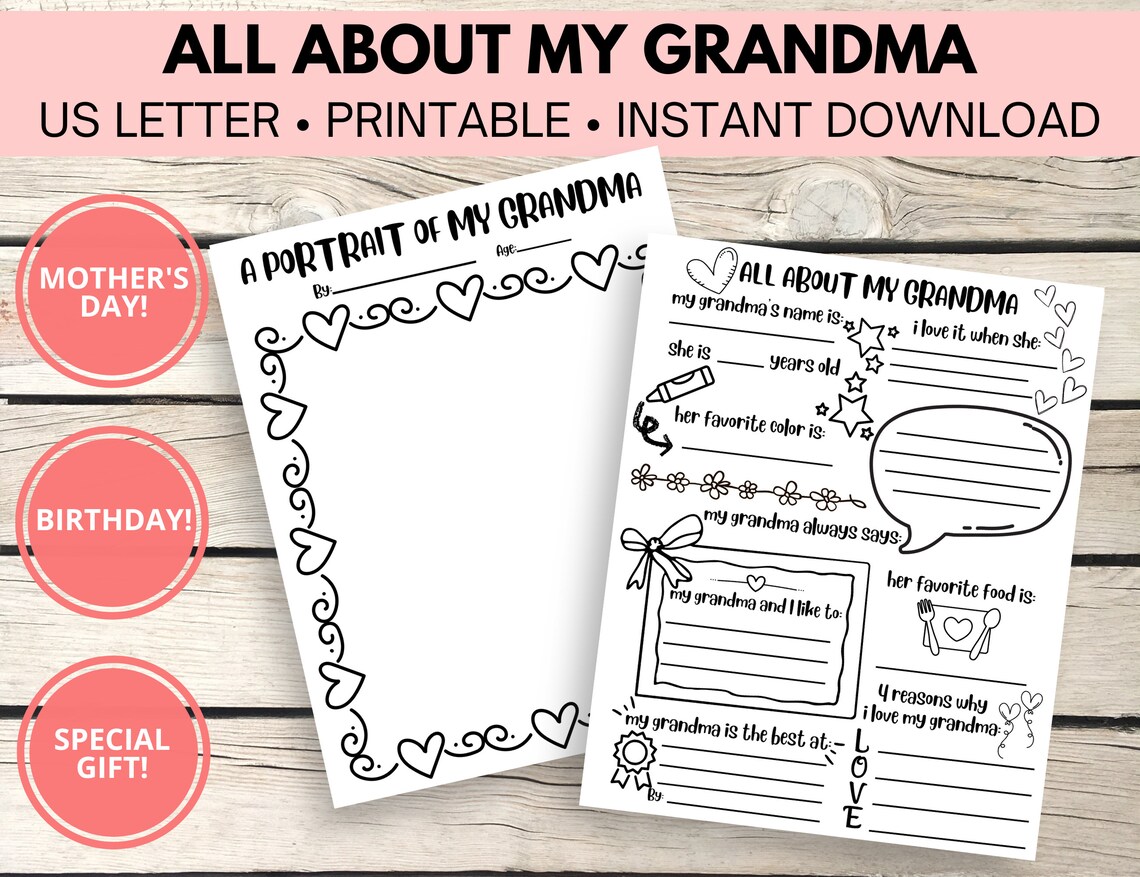 All About My Grandma Questionnaire All About My Nana - Etsy