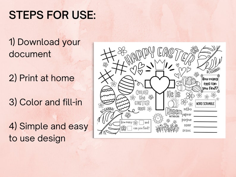 Easter Printable Placemat, Easter Activity, Printable Placemat ...