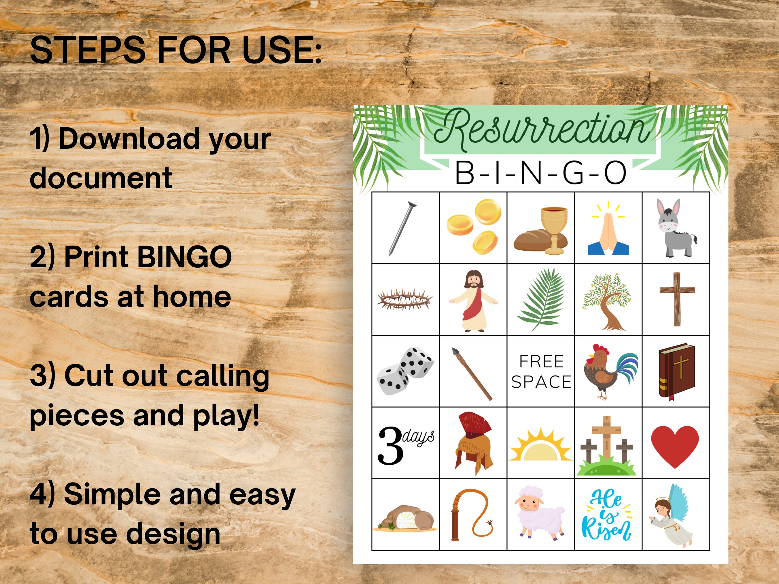 Resurrection BINGO, Easter Activity for Kids, Printable Easter Bingo ...