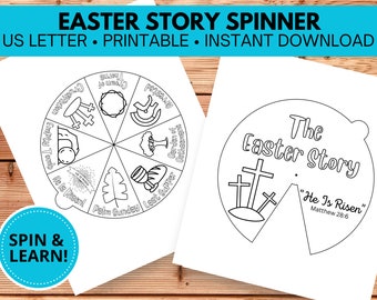 The Easter Story Coloring Spinner Wheel Easter Craft Sunday School ...
