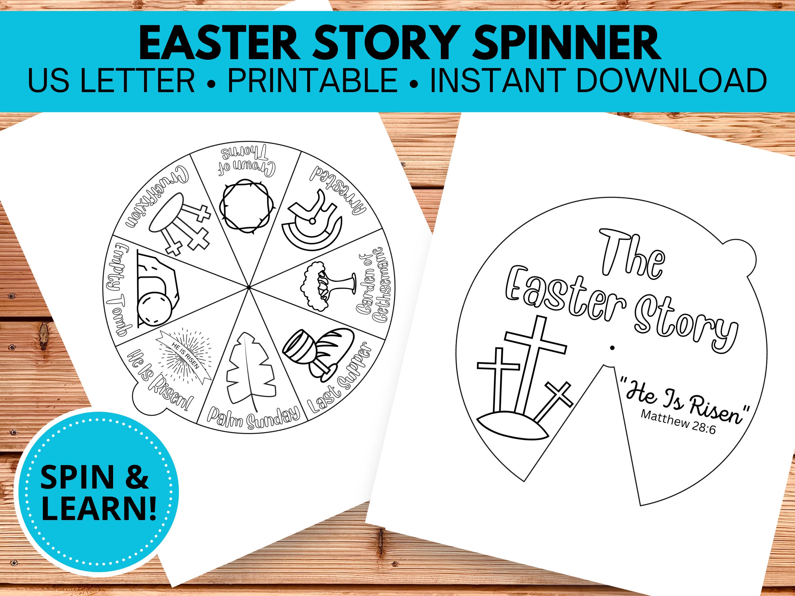 Easter Story Spinner, Easter Story Wheel, Easter Activity for Kids ...