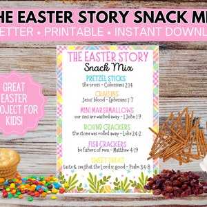 Easter Story Snack Mix Activity, Easter Gift Tag, Easter Treats, Sunday ...