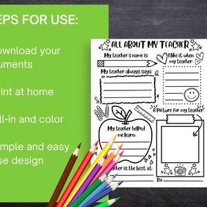 All About My Teacher, Teacher Appreciation Week, End of the Year ...