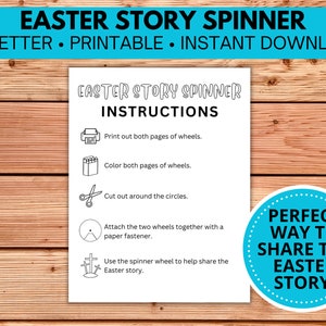 Easter Story Spinner, Easter Story Wheel, Easter Activity for Kids ...