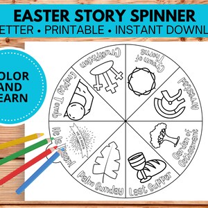 Easter Story Spinner, Easter Story Wheel, Easter Activity for Kids ...
