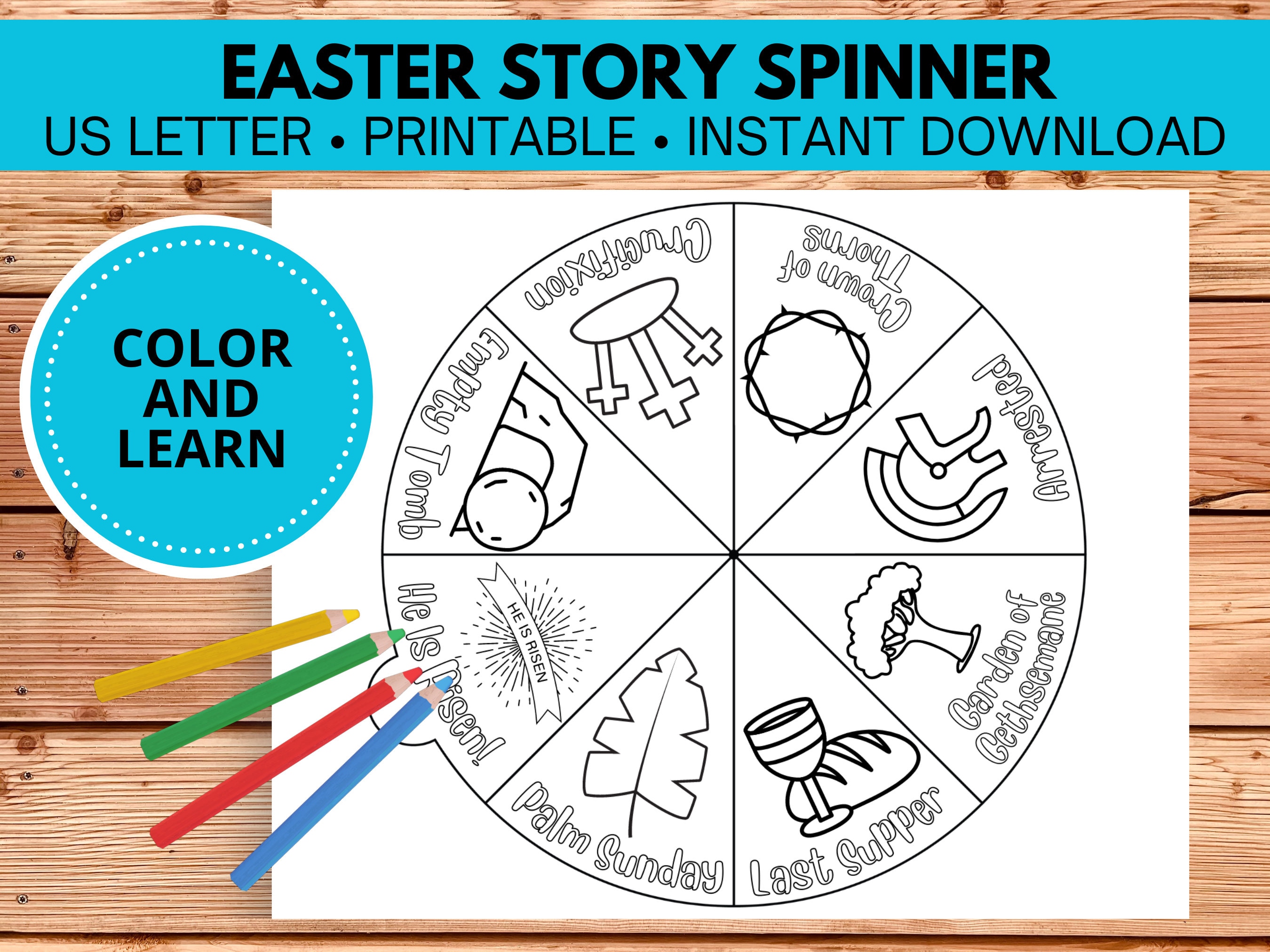 Easter Story Spinner, Easter Story Wheel, Easter Activity for Kids ...