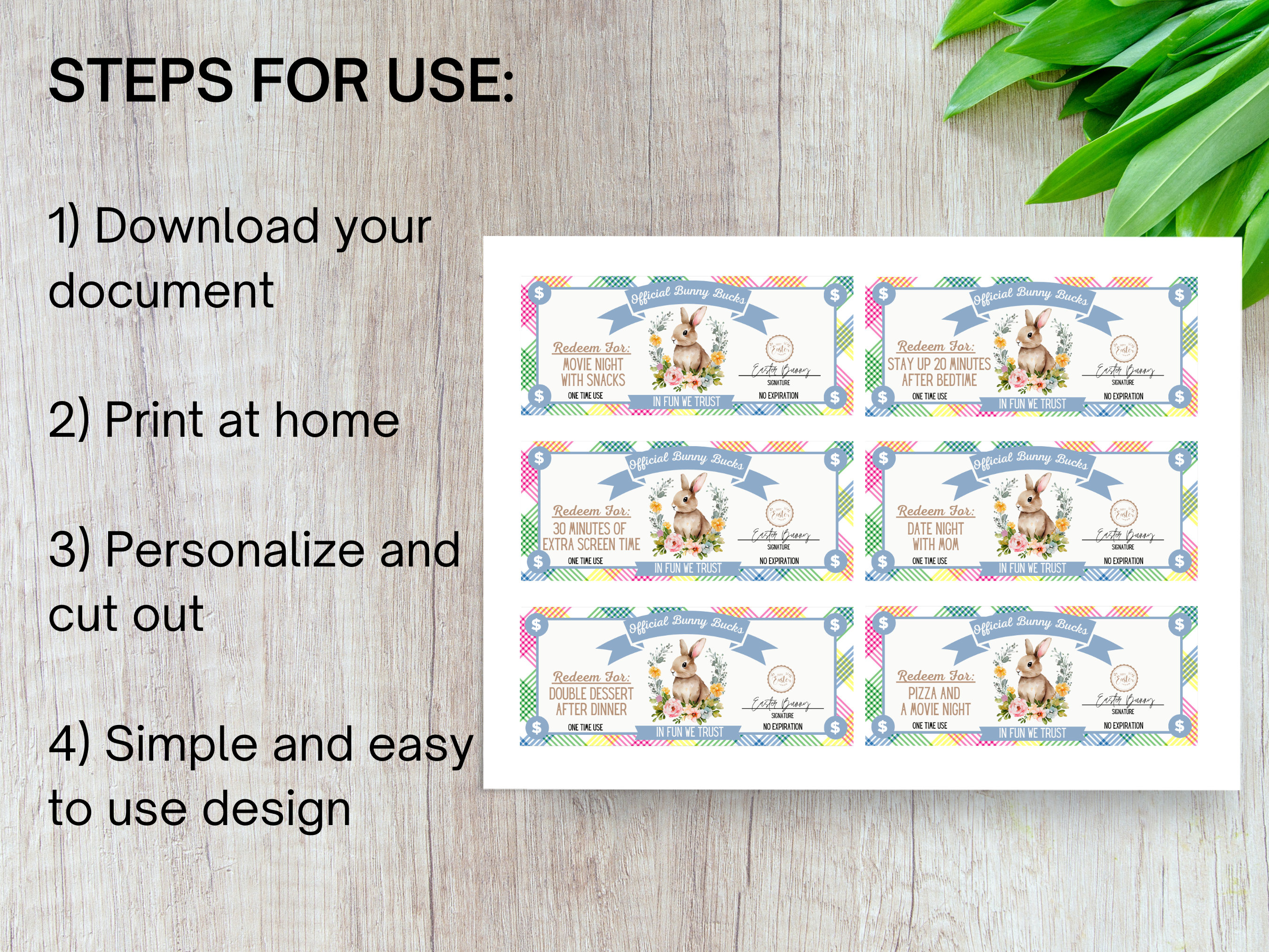 Printable Bunny Bucks, Easter Egg Filler, Easter Basket Ideas, Kids ...