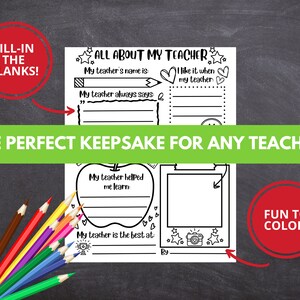 All About My Teacher, Teacher Appreciation Week, End of the Year ...