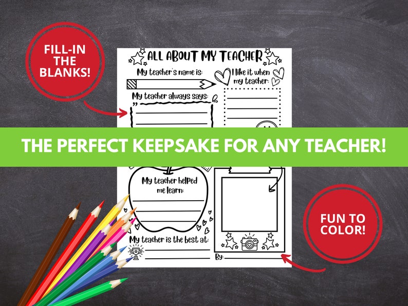 All About My Teacher, Teacher Appreciation Week, End of the Year ...