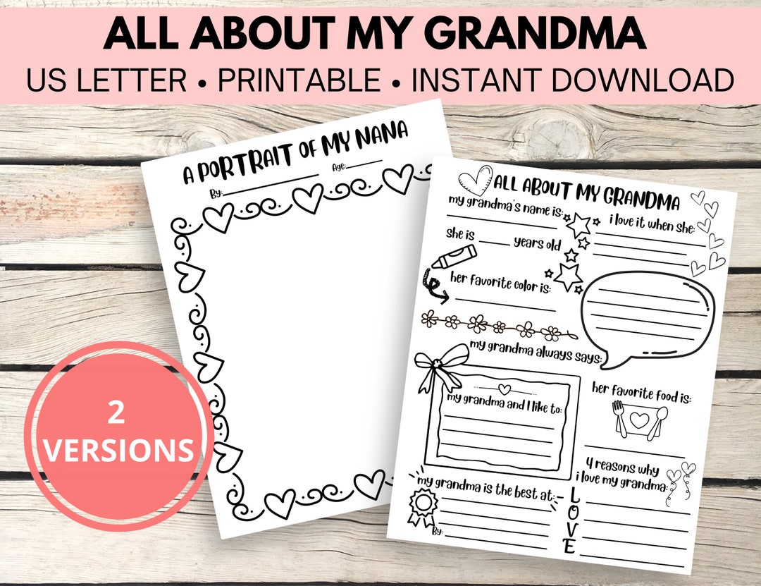 All About My Grandma Questionnaire, All About My Nana Questionnaire ...
