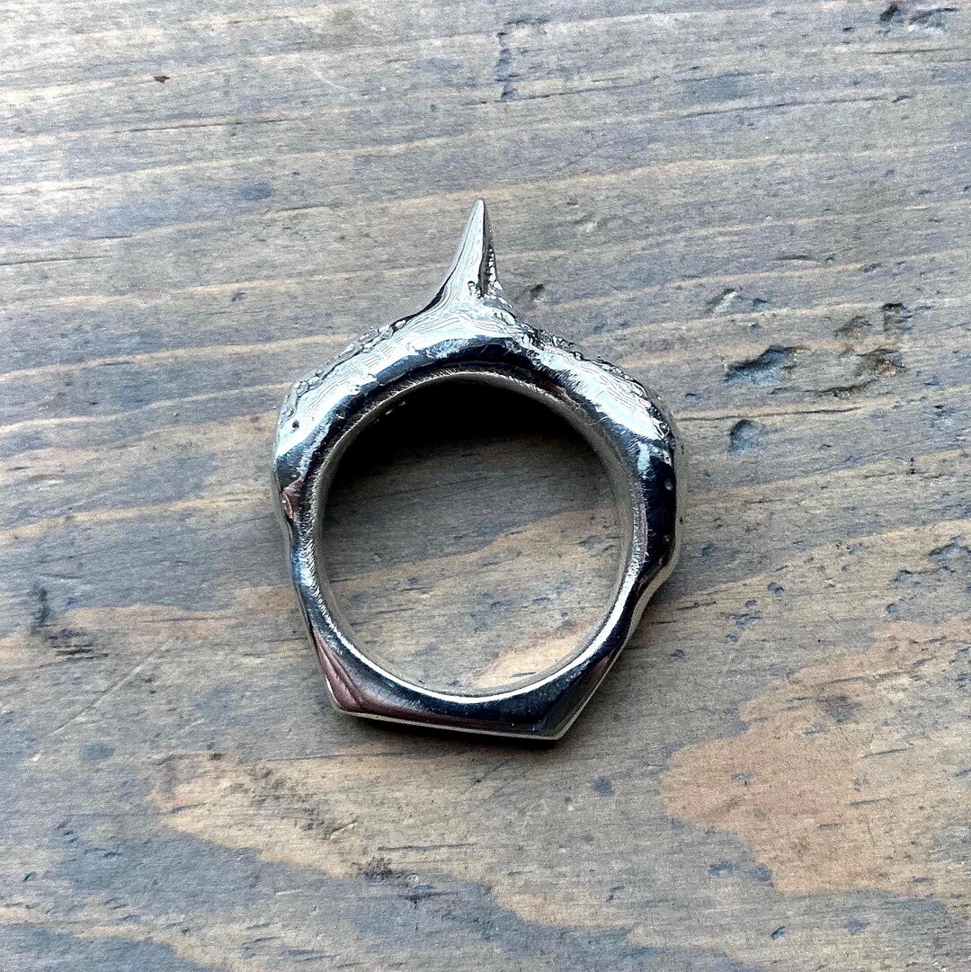 Sand Cast Brutalist Textured Spike Ring 925 Sterling Silver Ring Size-6 ...