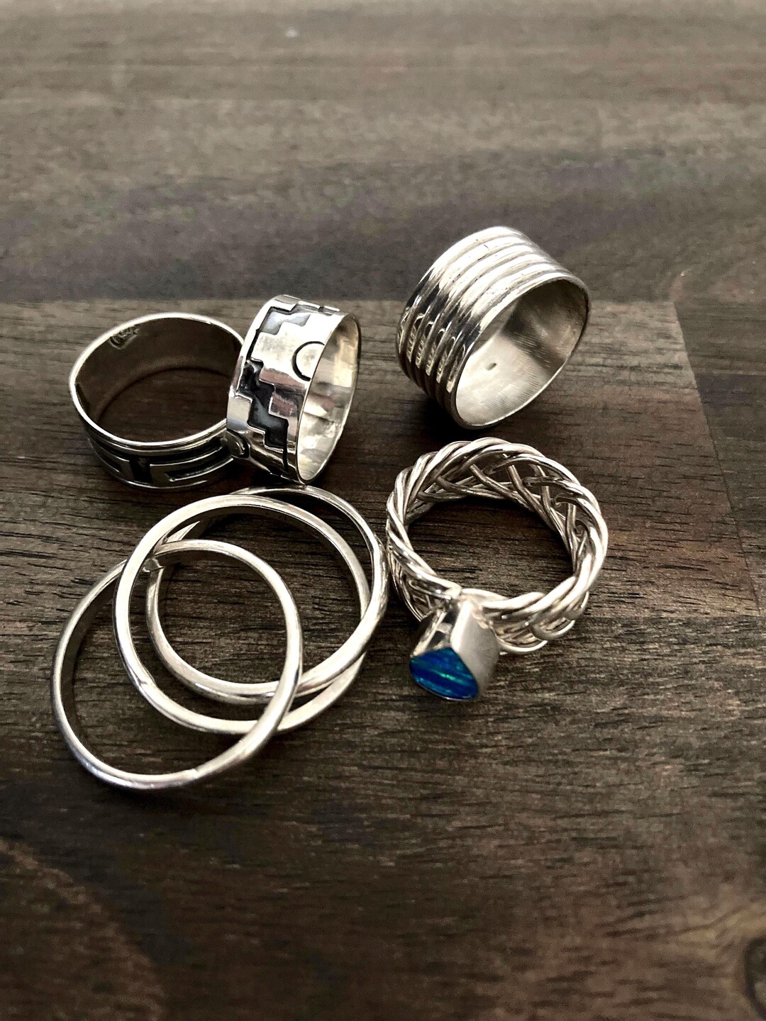 Vintage Taxco Mexico 925 Sterling Silver Rings Set of 5 Total Weight 21 ...