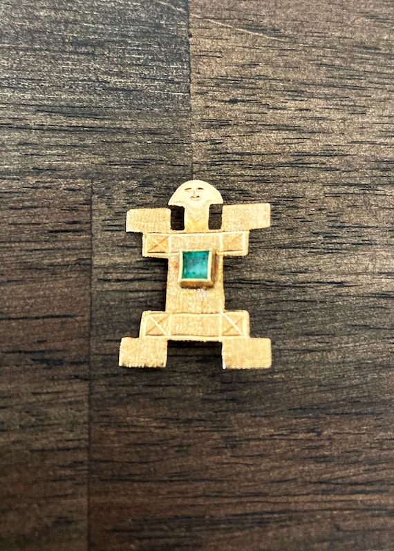 Tolima God Vintage 18k Gold Emerald Gem Pre Columbian… - Gem