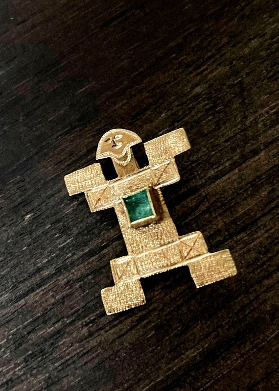 Tolima God Vintage 18k Gold Emerald Gem Pre Columbian… - Gem
