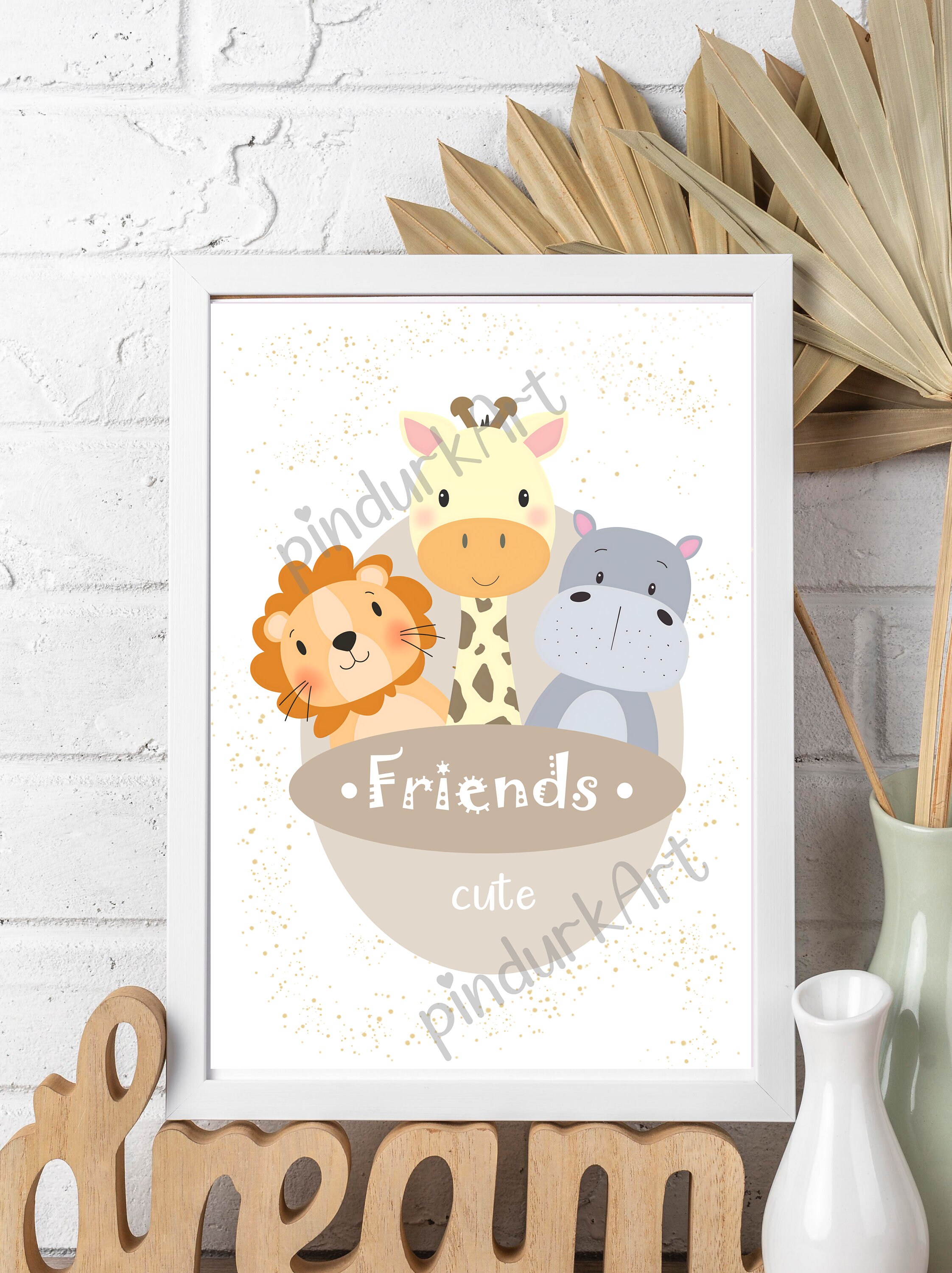 Safari Friends Illustration Matte Vertical Posters Digitally - Etsy
