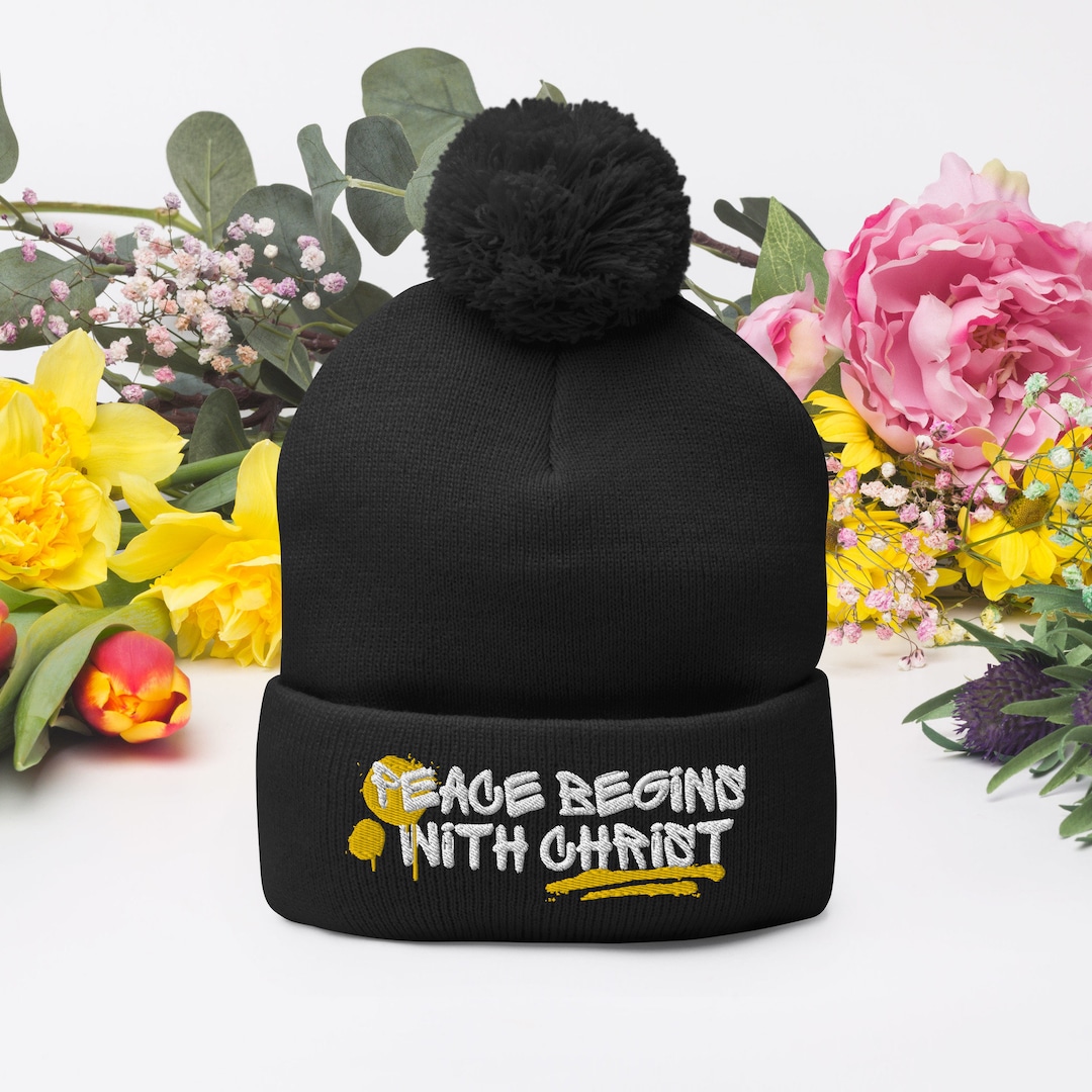 Peace Begins With Christ Beanie, Christian Beanie, Religious Beanie ...