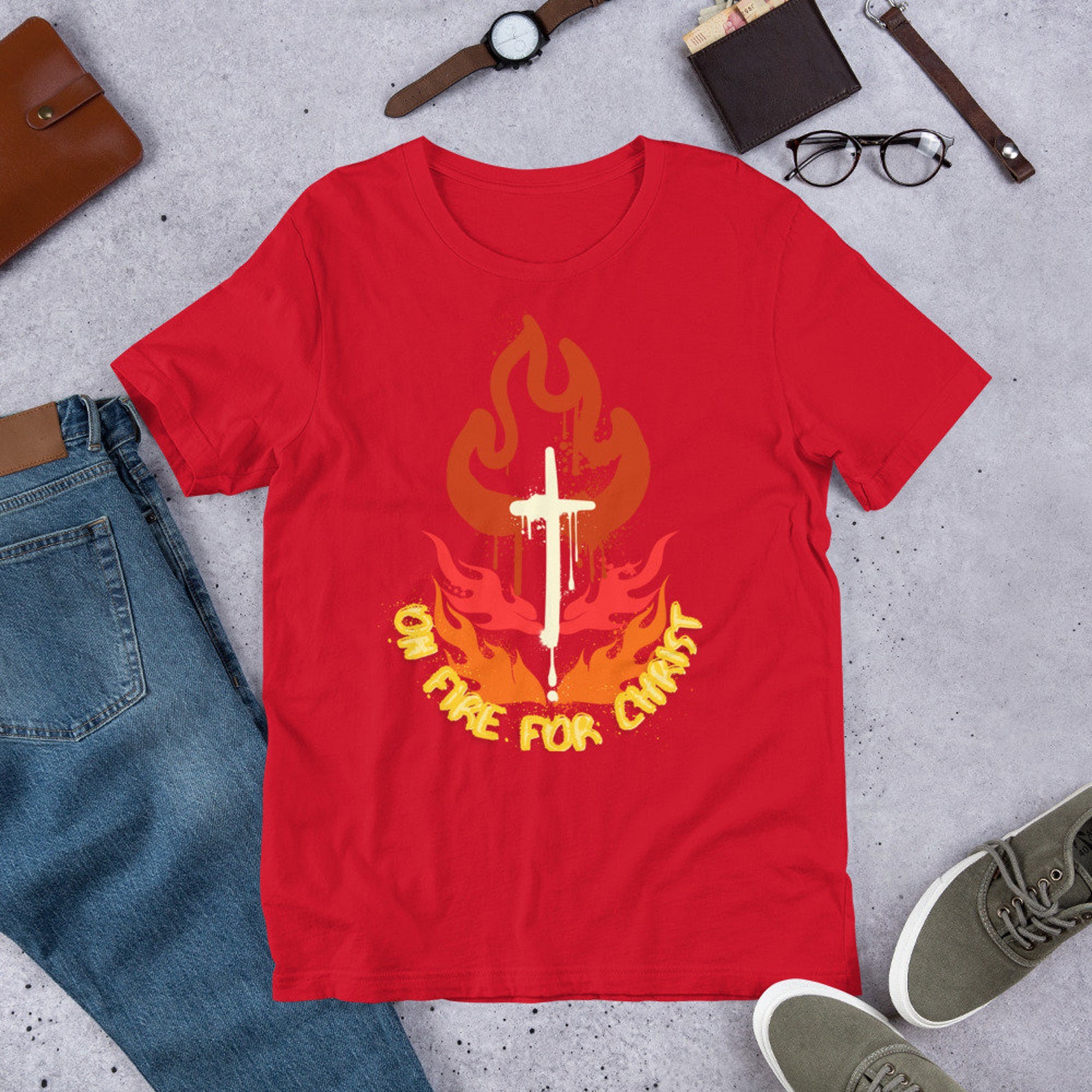 On Fire for Christ Shirt, Cross Shirt, Christian Shirt, Spiritual Shirt ...