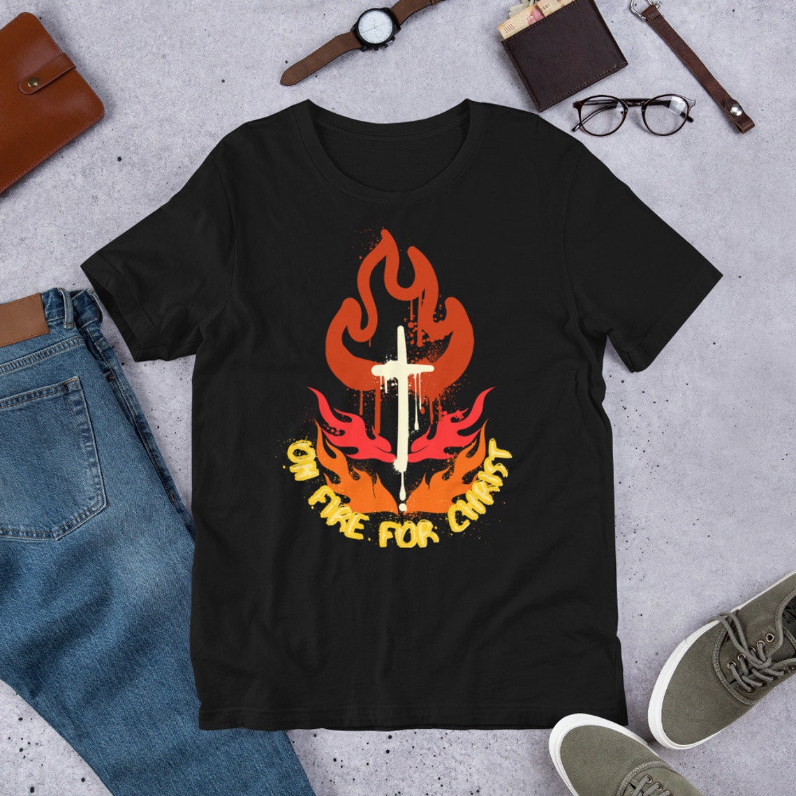 On Fire for Christ Shirt, Cross Shirt, Christian Shirt, Spiritual Shirt ...